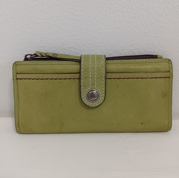 Fossil | Bags | Fossil Wallet Womens Green Leather | Poshmark